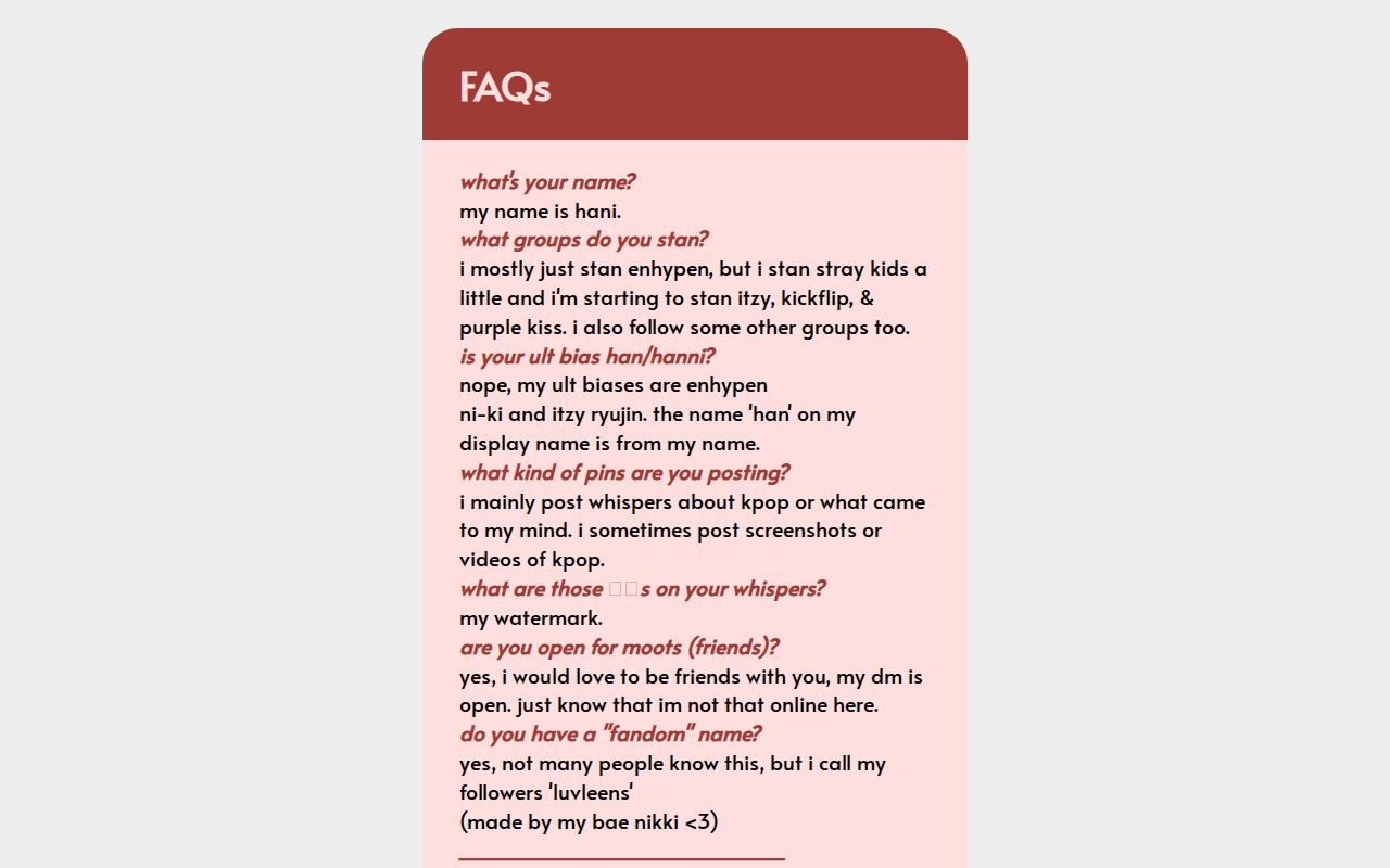 hani's FAQs